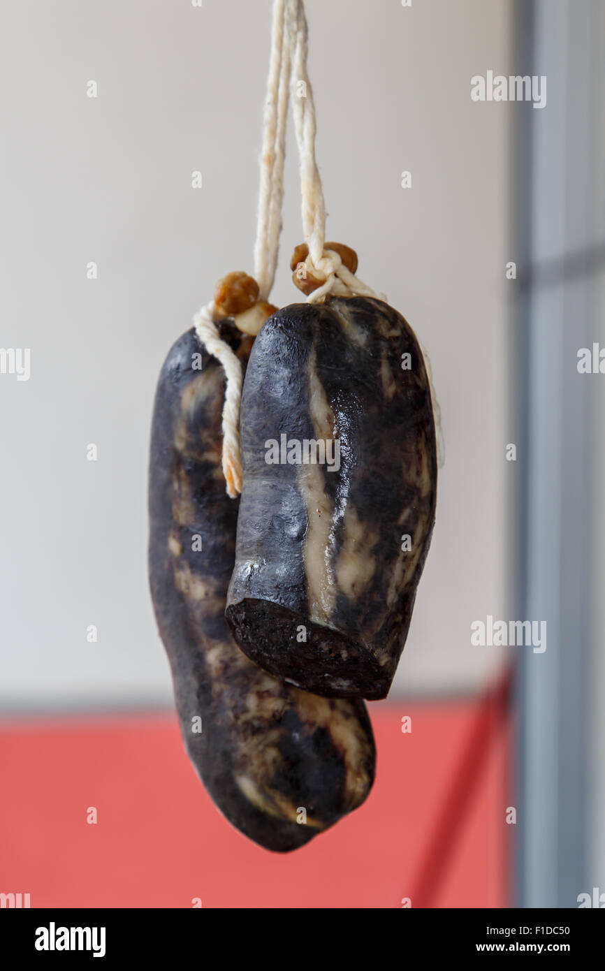 typical spanish Morcilla, Blood sausage Stock Photo - Alamy