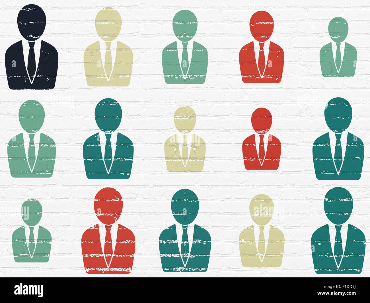 Law concept: Business Man icons on wall background Stock Photo - Alamy