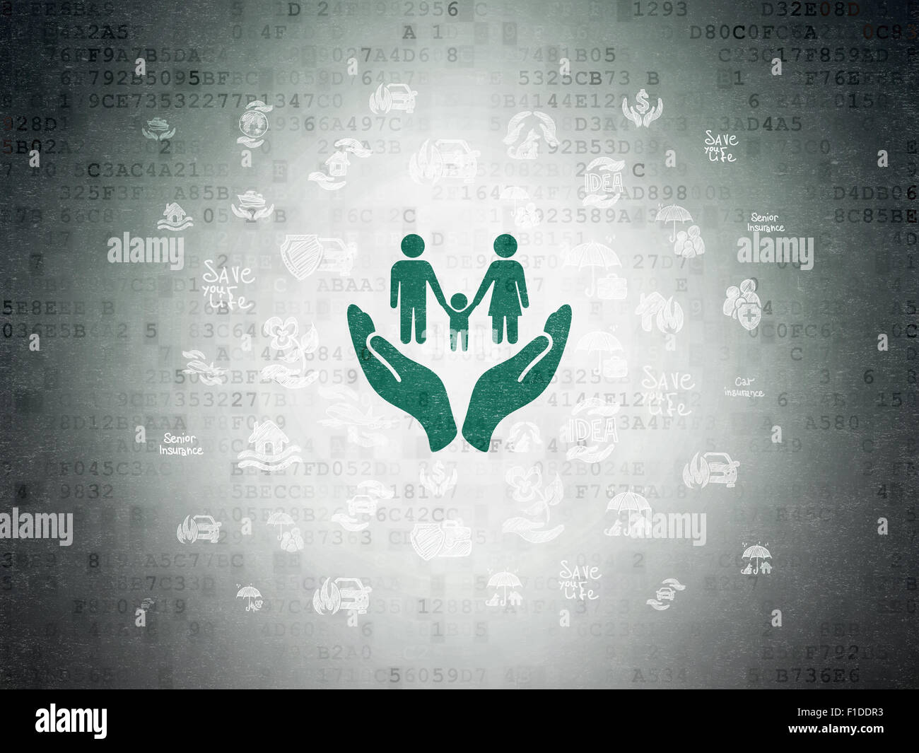 Insurance concept: Family Insurance on Digital Paper background Stock ...
