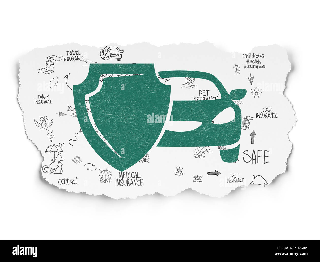 Insurance concept: Car Insurance on Torn Paper background Stock Photo ...