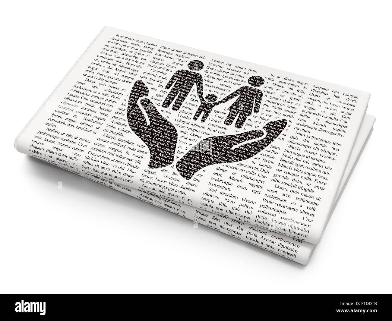 Insurance concept: Family Insurance on Newspaper background Stock Photo ...