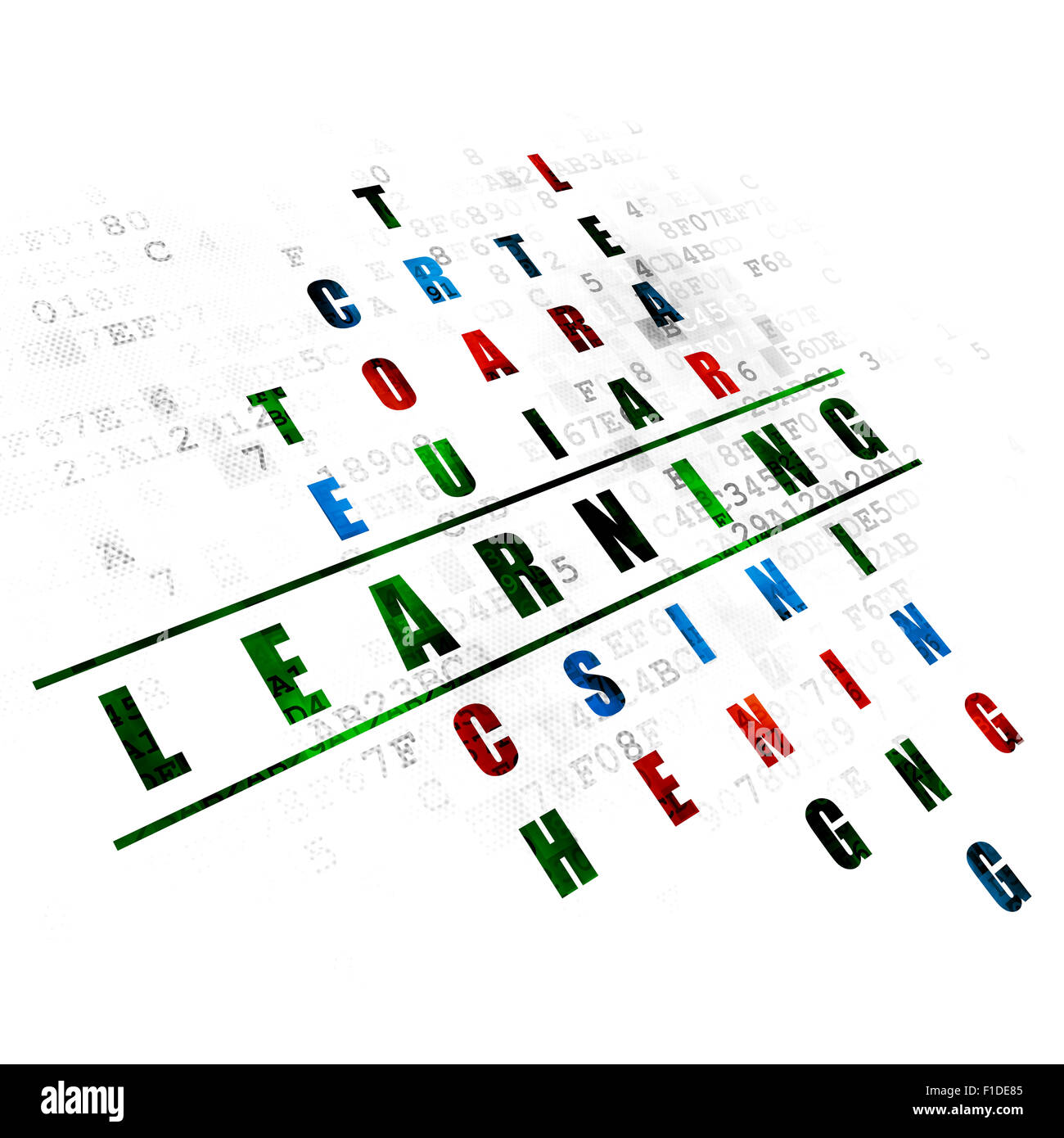 Studying concept: word Learning in solving Crossword Puzzle Stock Photo ...
