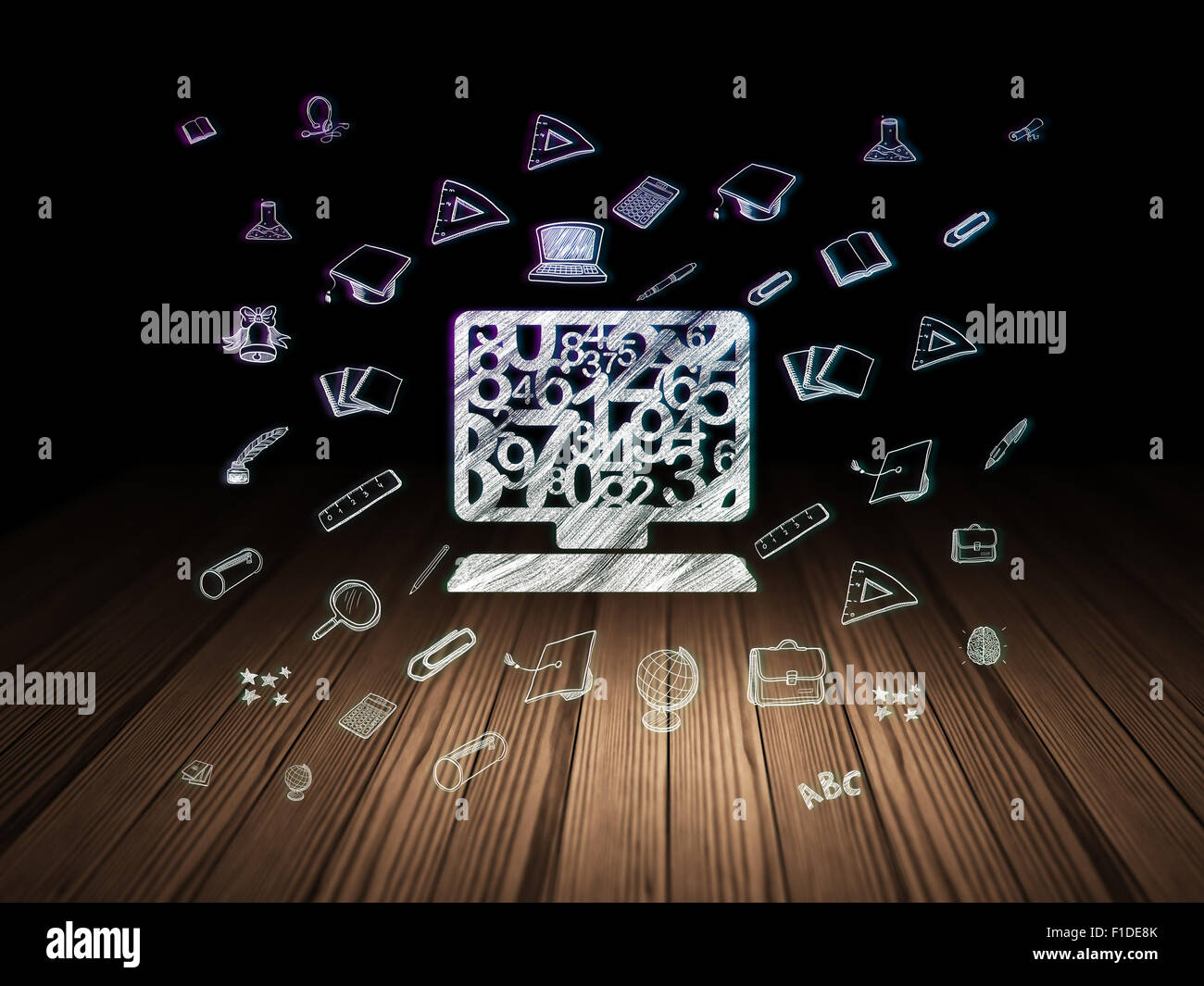 Learning concept: Computer Pc in grunge dark room Stock Photo - Alamy