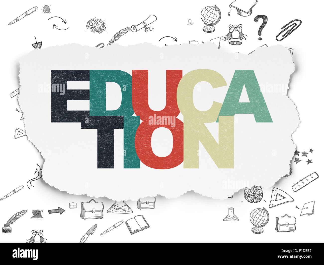 Education concept: Education on Torn Paper background Stock Photo - Alamy