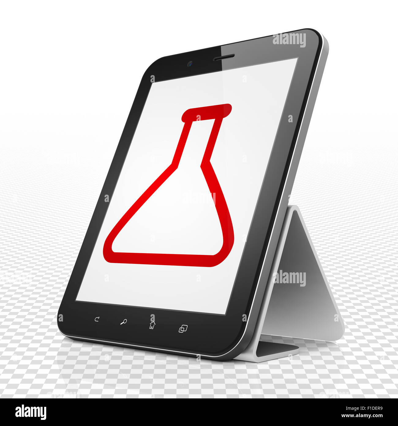 Science concept: Tablet Computer with Flask on display Stock Photo - Alamy