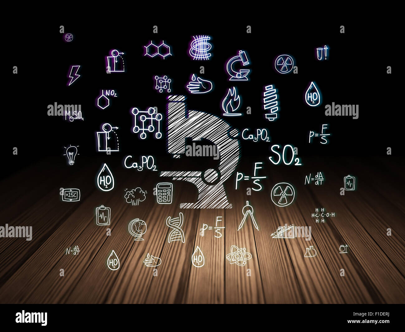 Science concept: Microscope in grunge dark room Stock Photo - Alamy