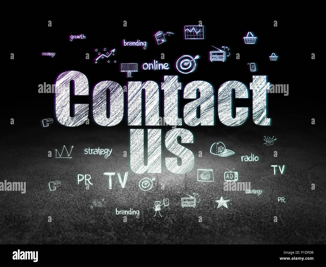 Marketing concept: Contact Us in grunge dark room Stock Photo - Alamy