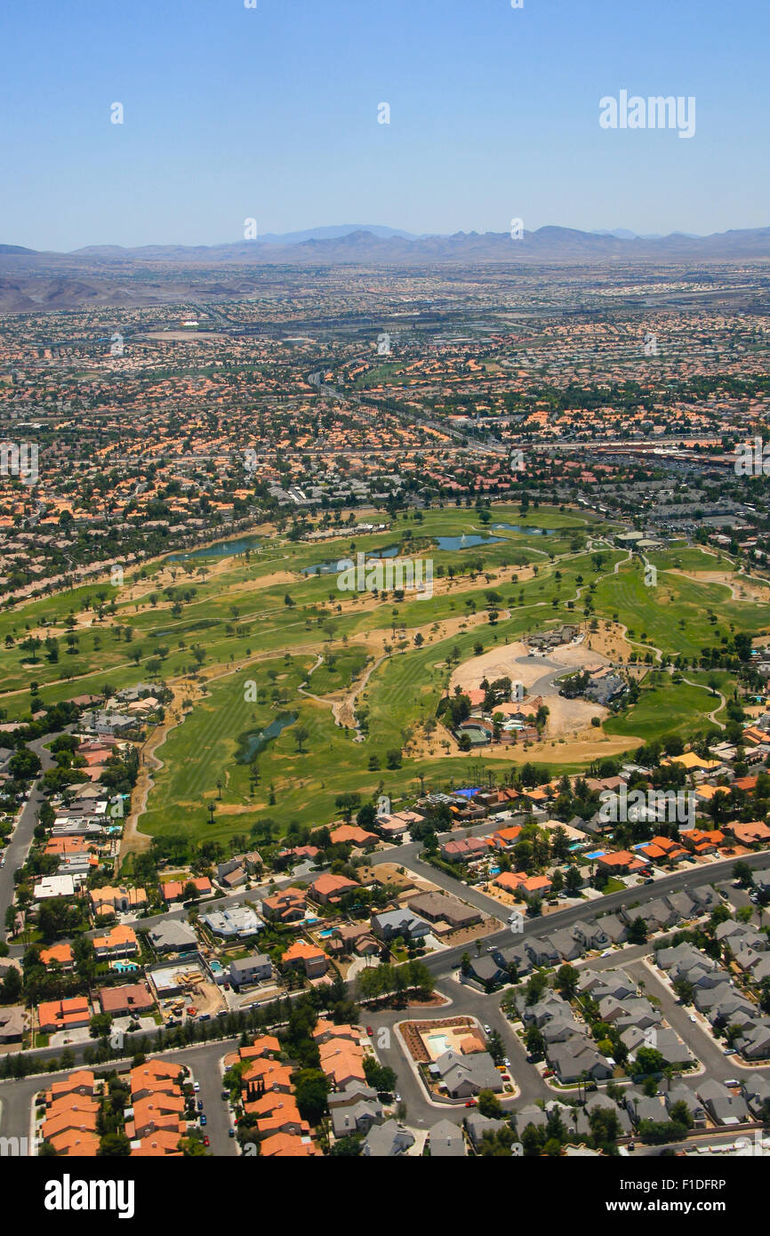 Aerial photo of Las Vegas suburbs on a sunny day. Nevada, United States ...