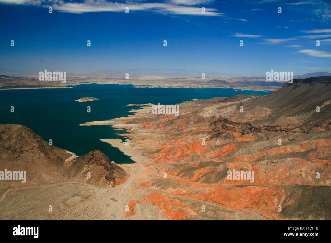 The Colorado river and its lakes formed by the Hoover and Davis Dams ...