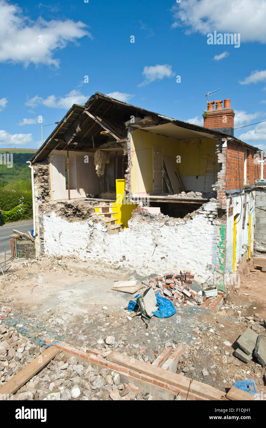 House in a dangerous state being rebuilt with an extension Gilwern ...
