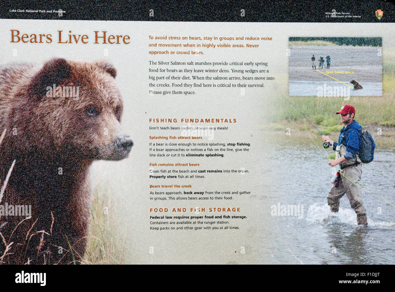 Alaska Brown Bear Warning Sign Stock Photo - Alamy