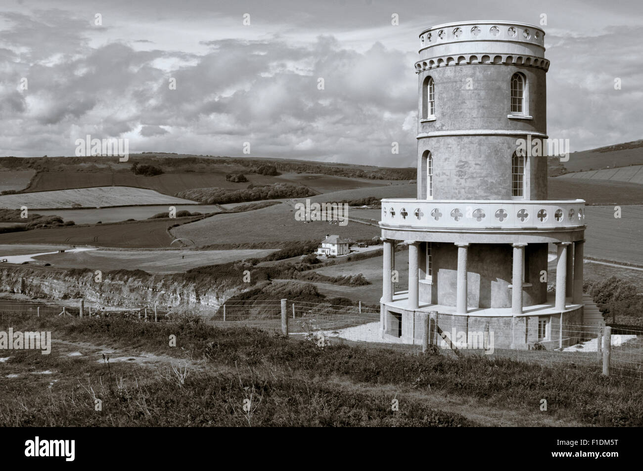 Clavell Tower Dorset Kimmeridge black and white Stock Photo - Alamy