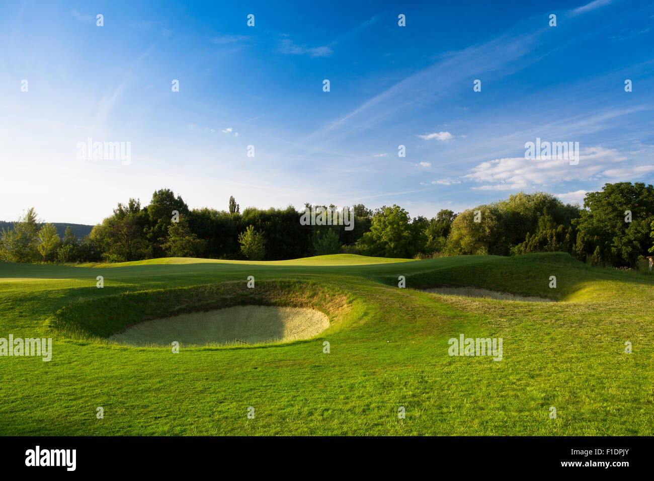 Evening on a empty golf course Stock Photo - Alamy