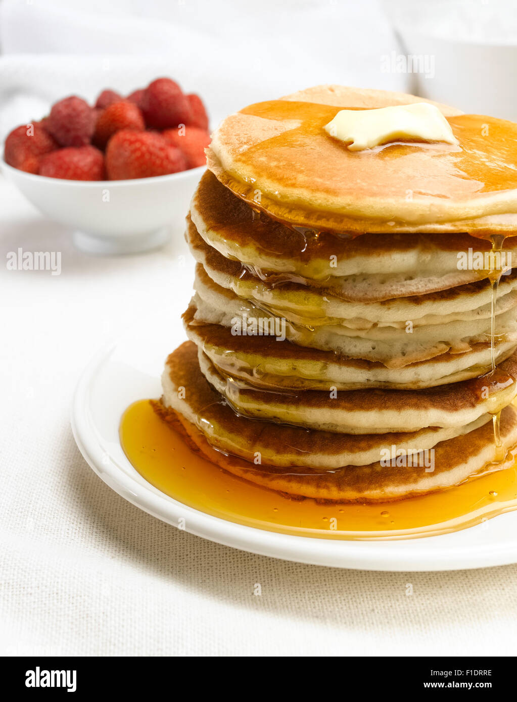 Table with Pancakes Stock Photo - Alamy