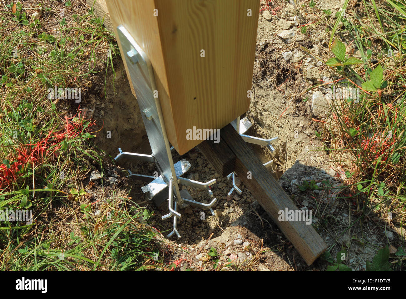 Post foundation before pouring the concrete Stock Photo - Alamy