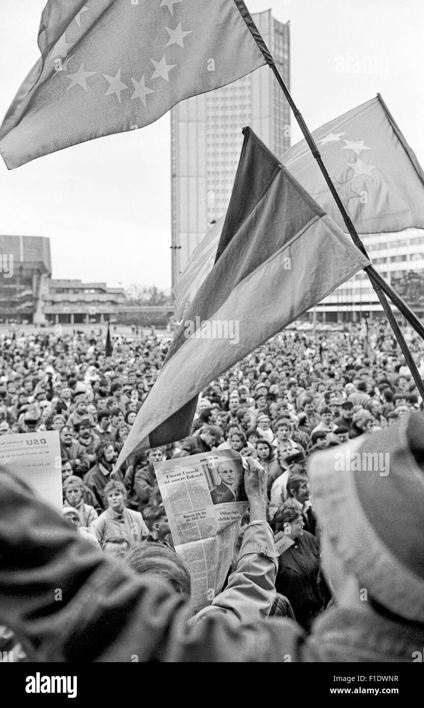 Election campaign in the former East Germany, after the Fall, rally the ...