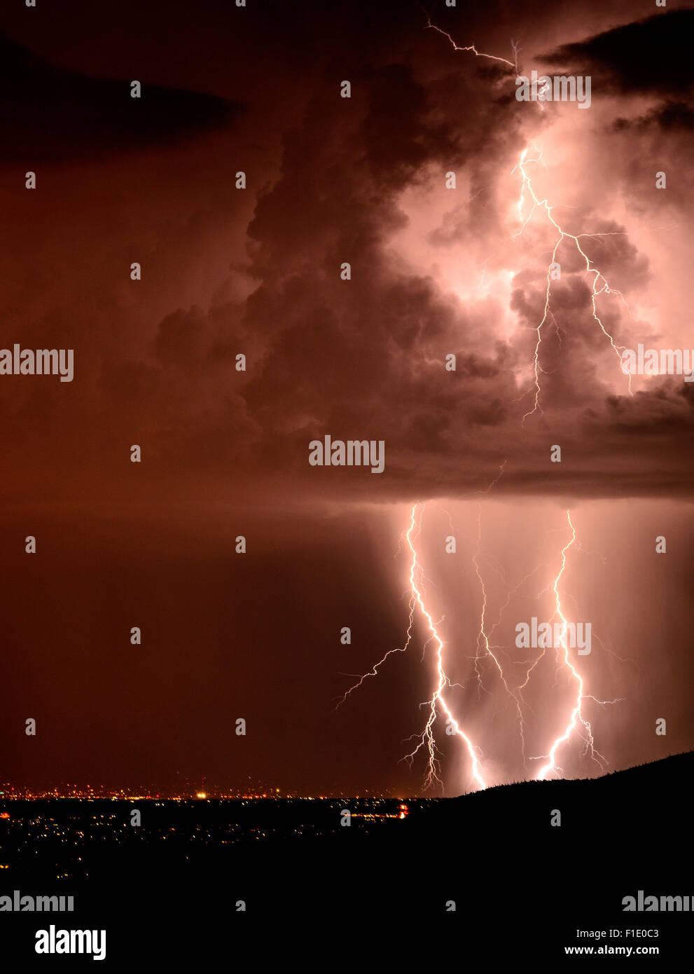 Lightning strikes during a monsoon storm over the Sonoran Desert ...