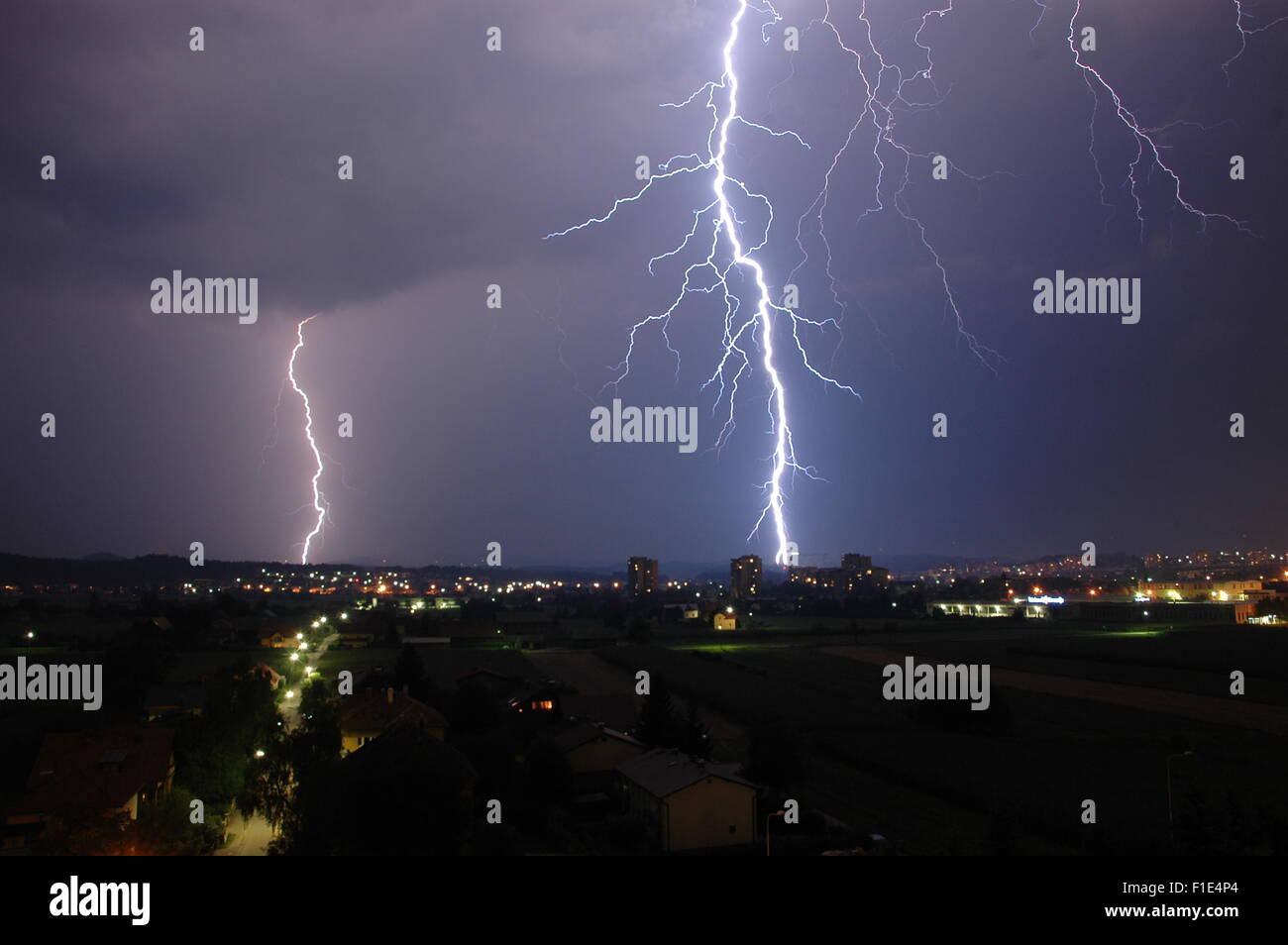 Stormy night - Thunder and Lightning Stock Photo - Alamy