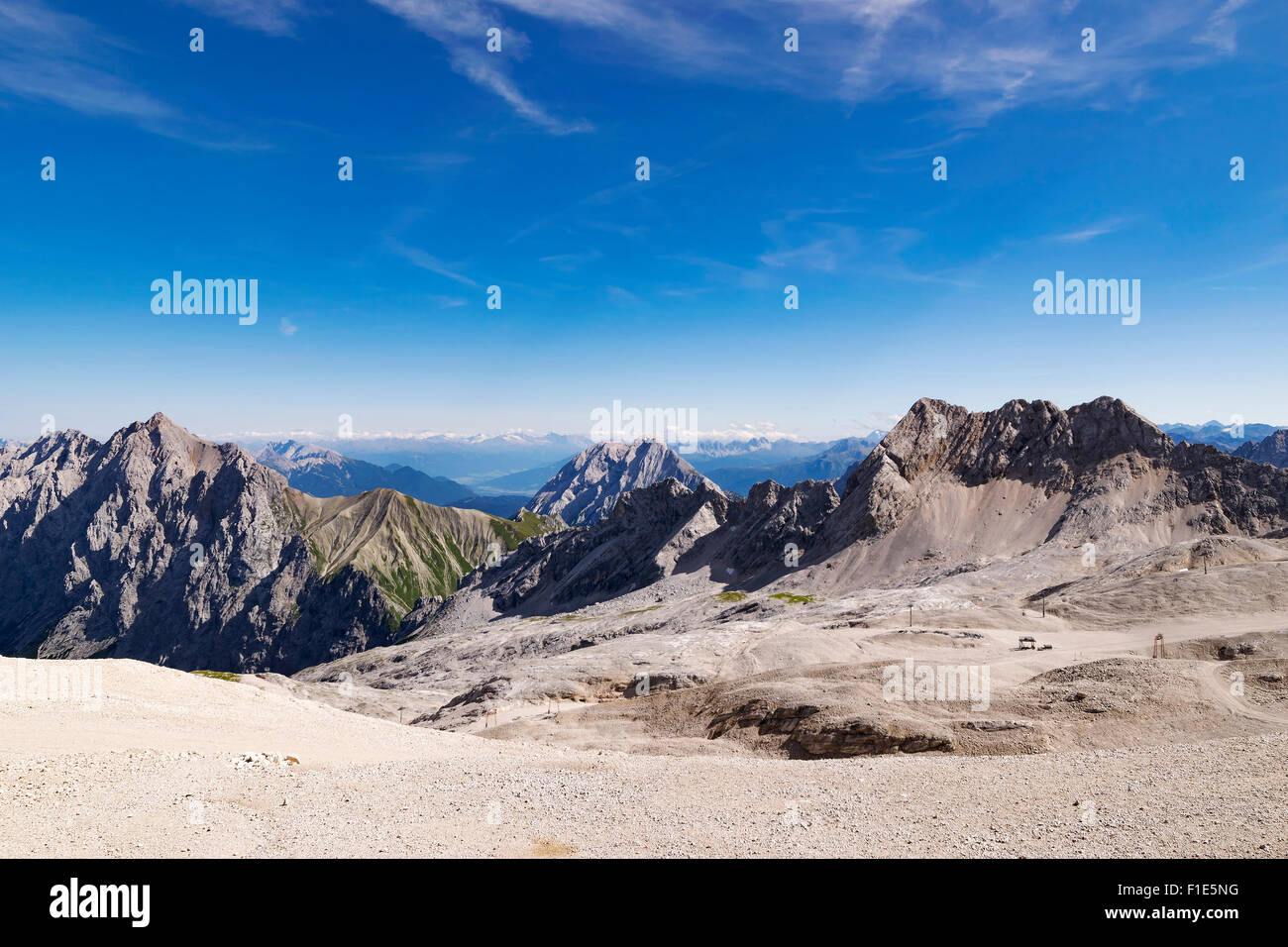 Landscape on the mountain Zugspitze in Bavaria, Germany in the summer ...