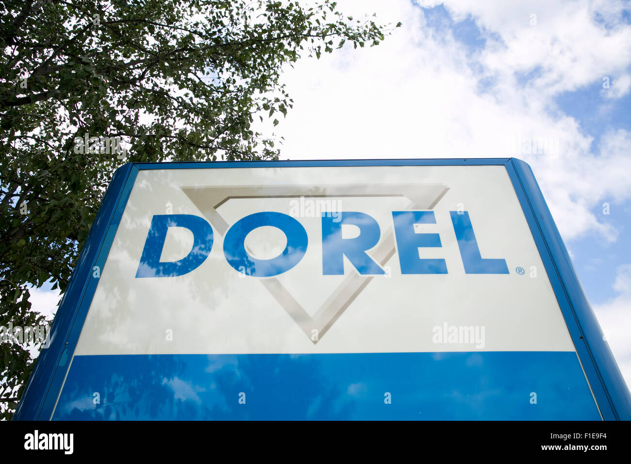 A logo sign outside of a facility occupied by Dorel Industries Inc., in ...
