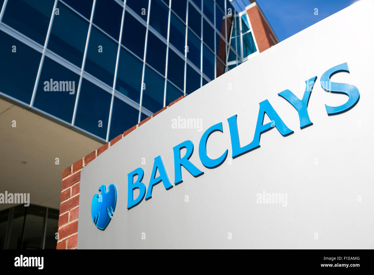 A logo sign outside of a facility occupied by Barclays PLC in ...