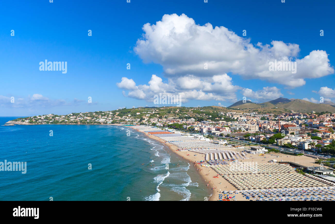 Mediterranean sea coast. Public beach of Gaeta town, Italy Stock Photo ...