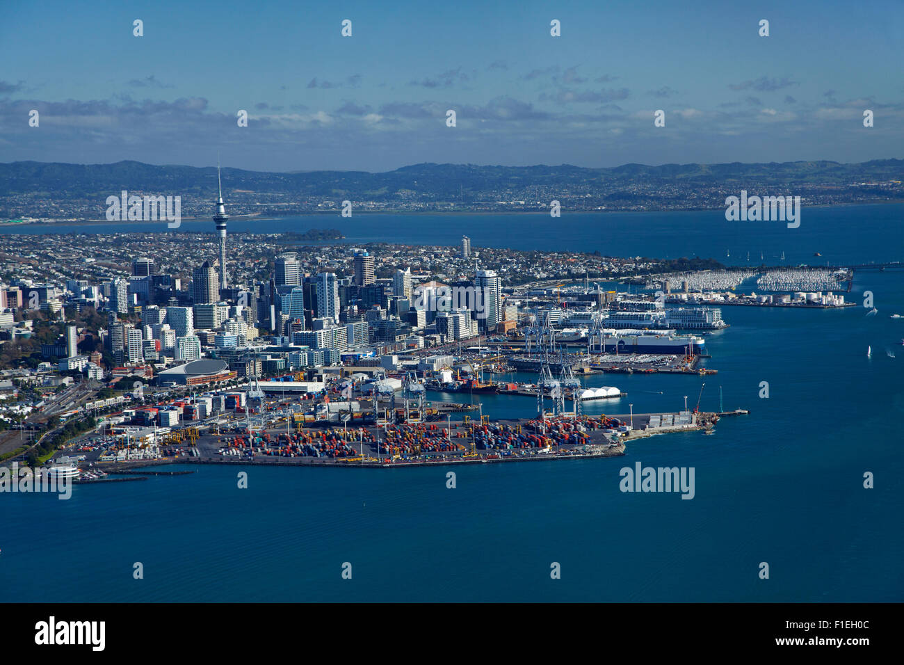 Ports of Auckland, waterfront, Waitemata Harbour and CBD, Auckland ...