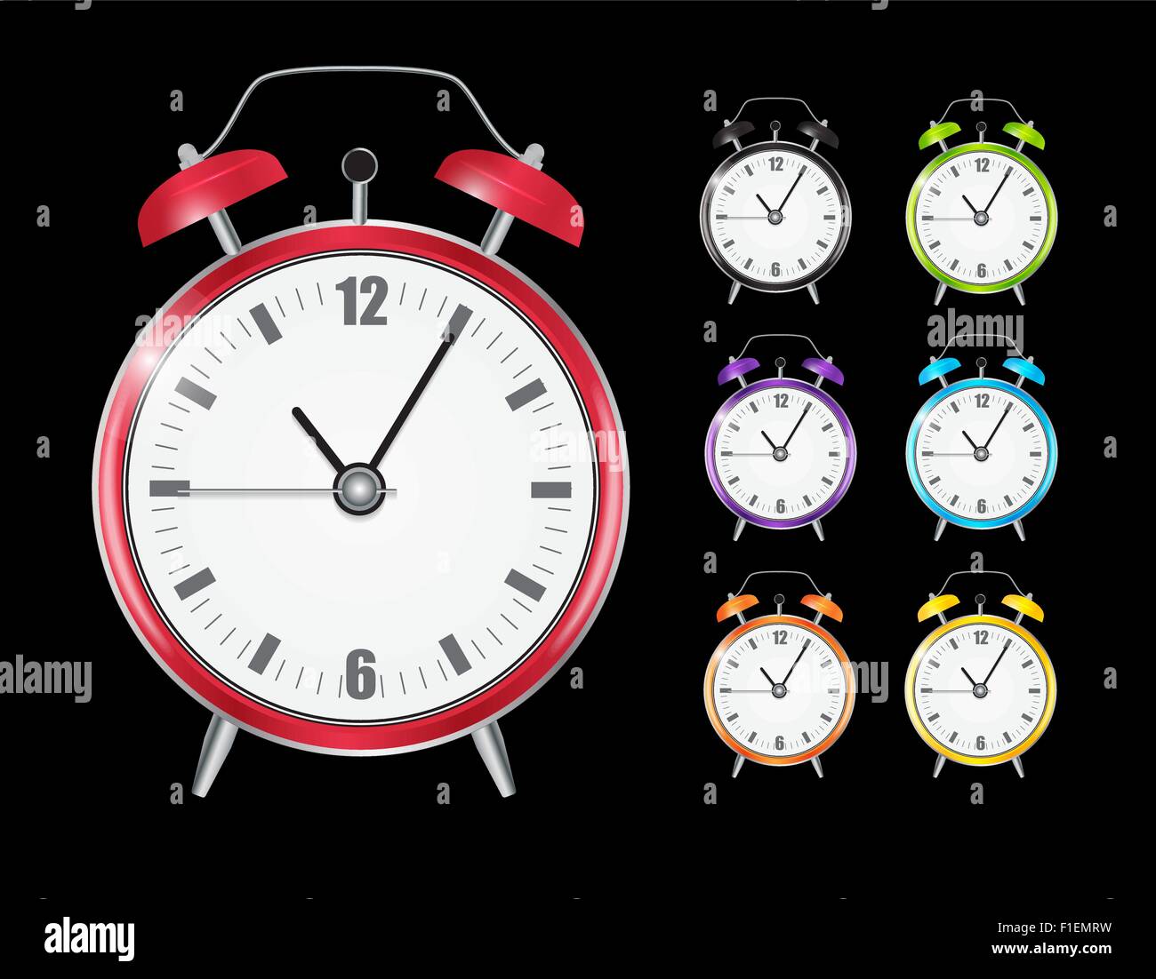 Realistic Clock Alarm Watch Set Vector Illustration Stock Vector Image ...