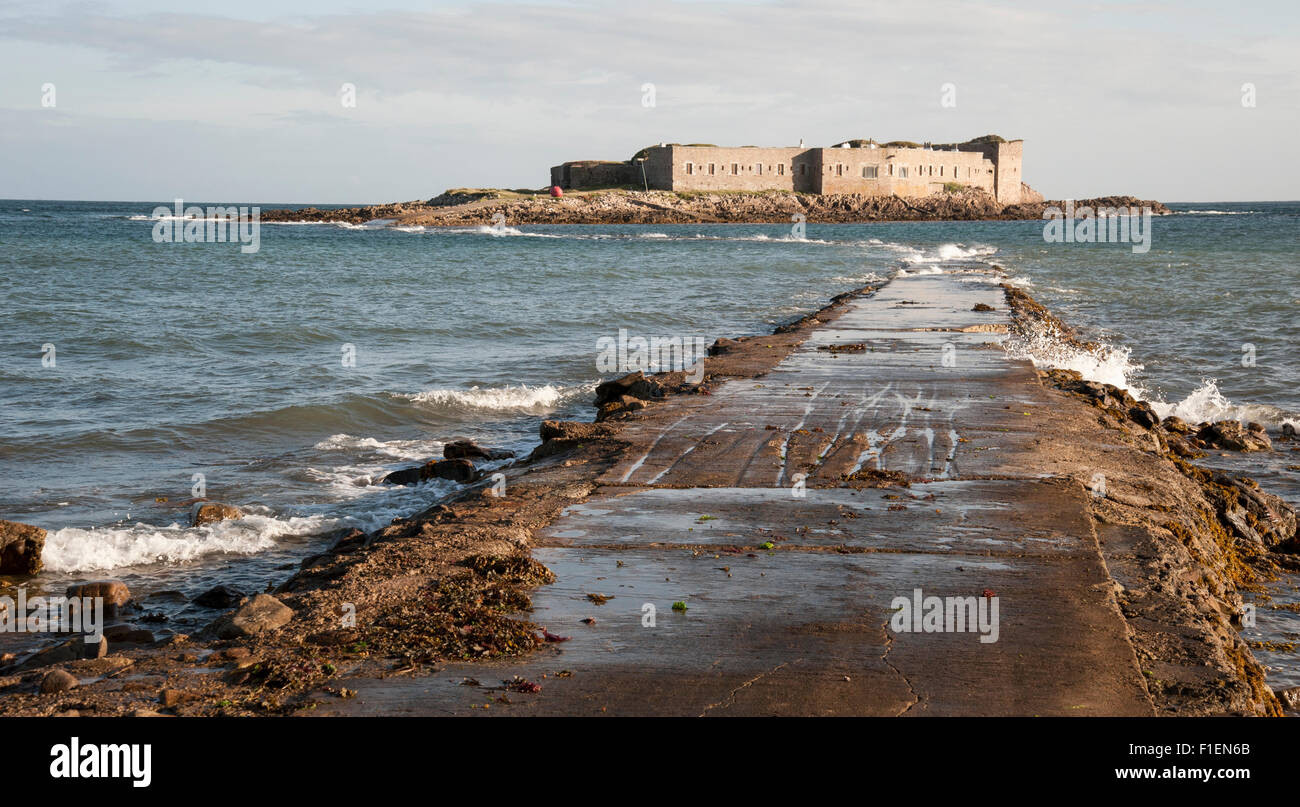 Fort Ile de Raz and causeway on Channel Island of Alderney Stock Photo ...