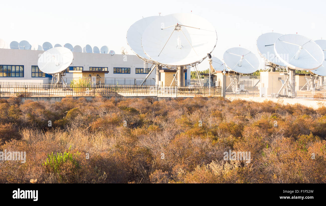 teleport satellite communications. Group of antennas in teleport of ...