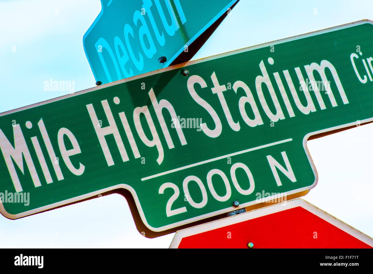 Mile High Stadium Street Sign Closeup. Denver, Colorado Stock Photo - Alamy