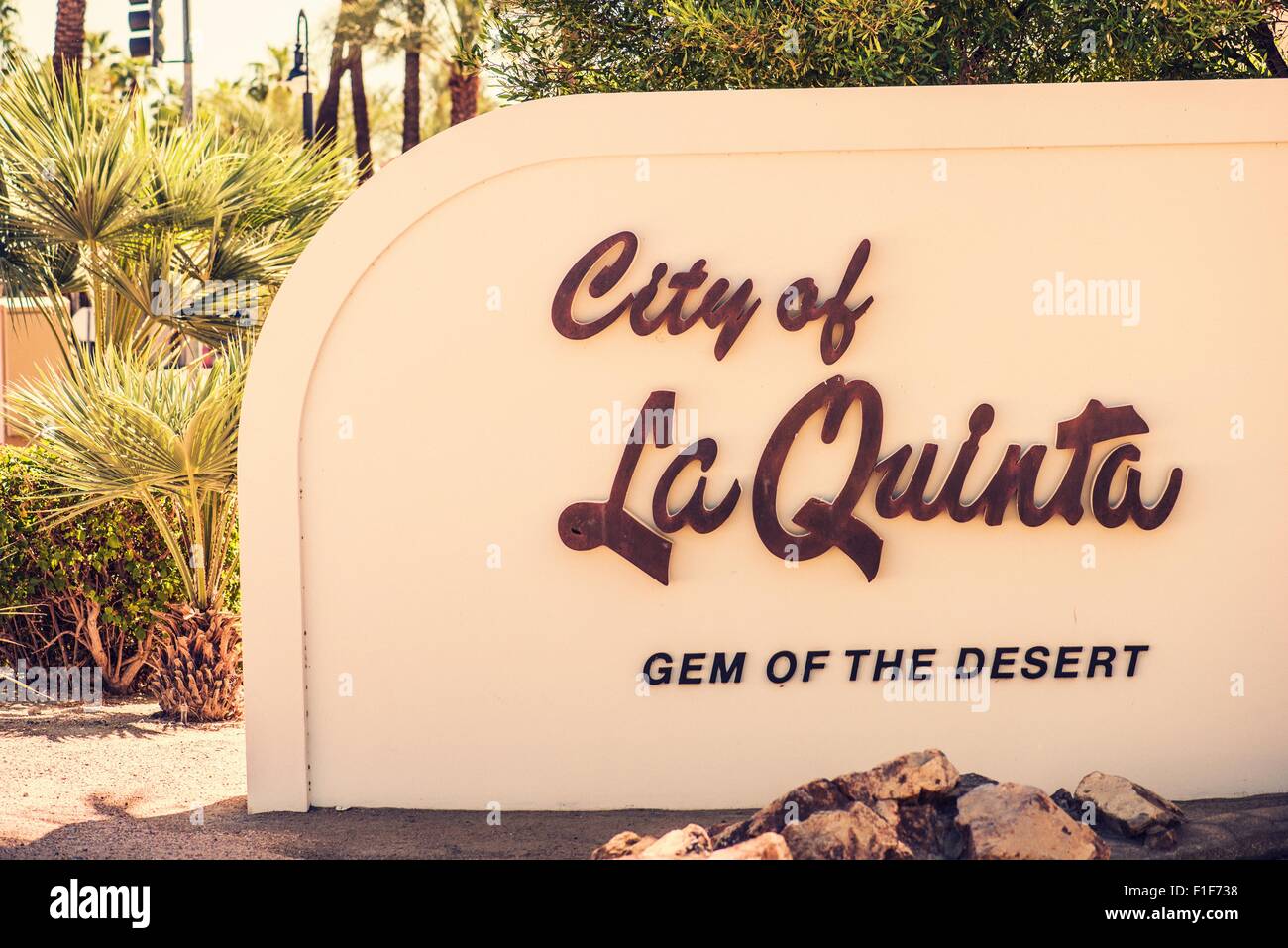 La Quinta City Entrance Sign. La Quinta, California, USA Stock Photo ...