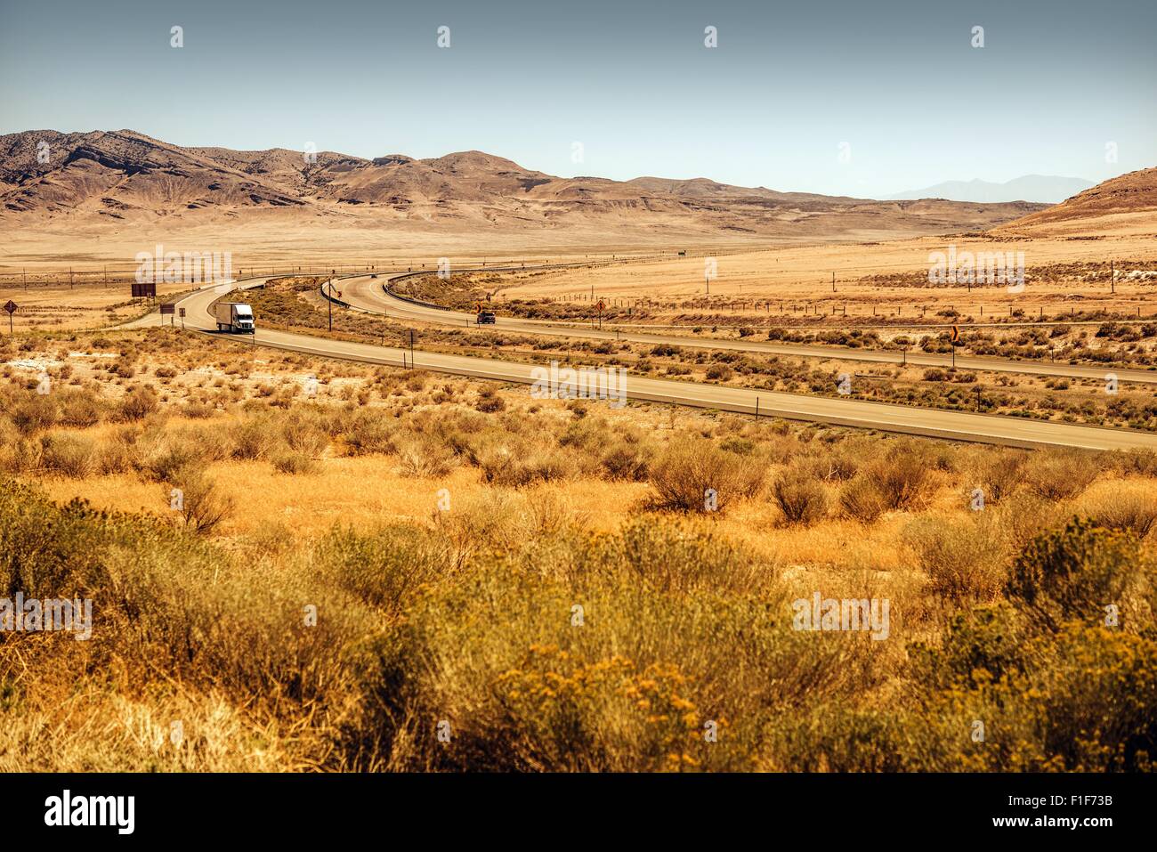 Western Utah Landscape and Interstate I-80. Summer Season Stock Photo ...
