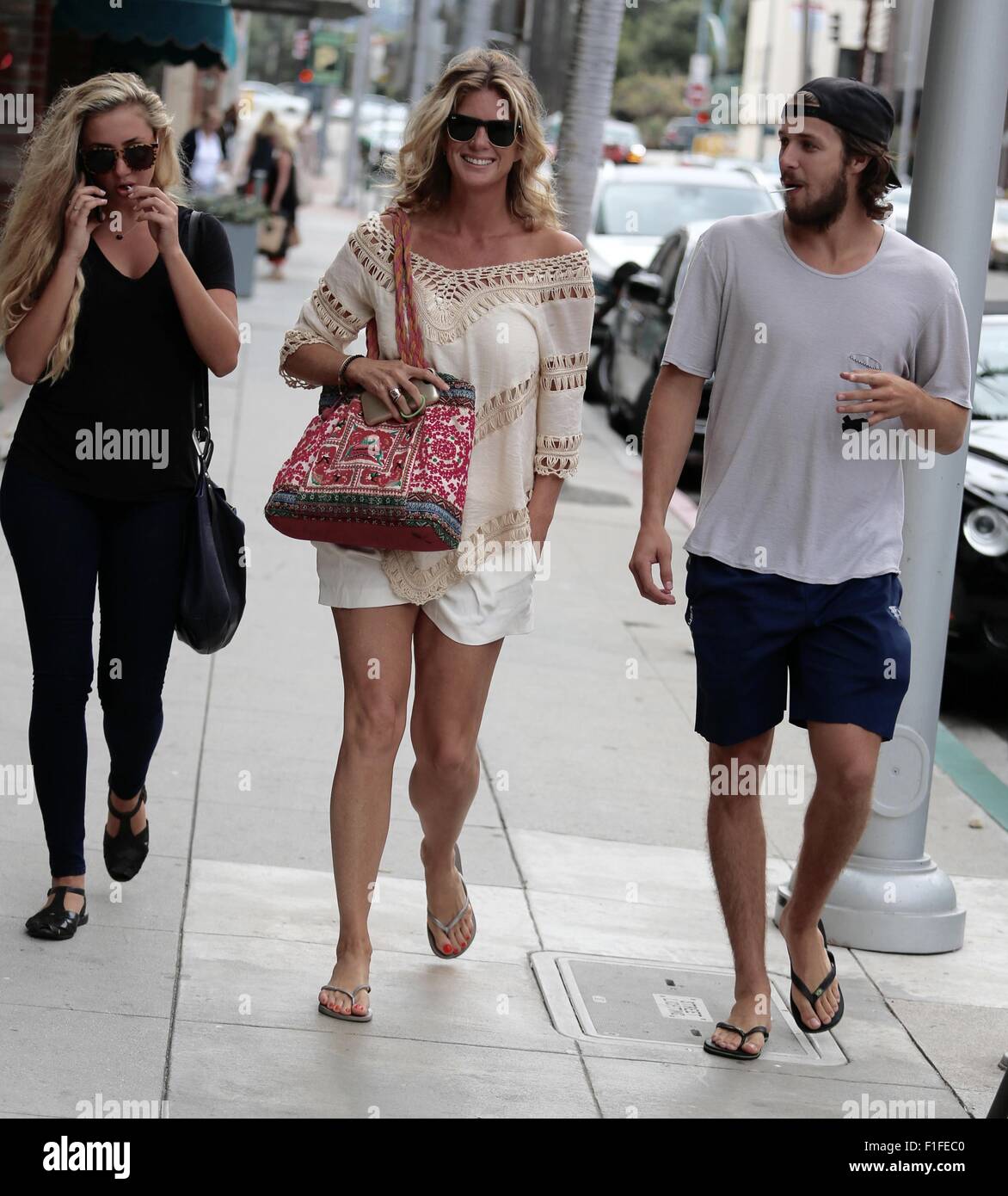 Rachel Hunter taking a stroll with her son Liam Stewart and his ...