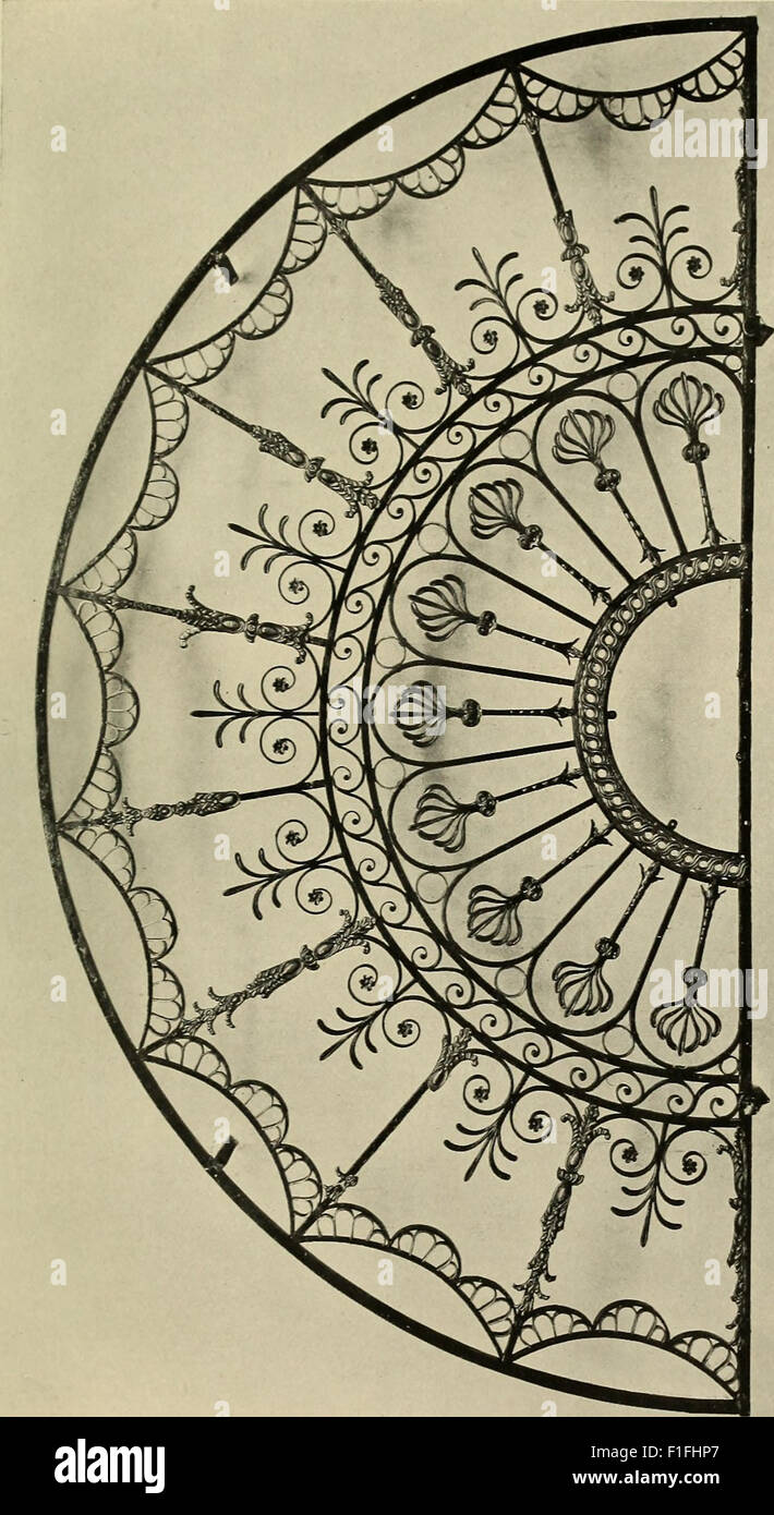 This 19th-century publication showcases various examples of ironwork ...