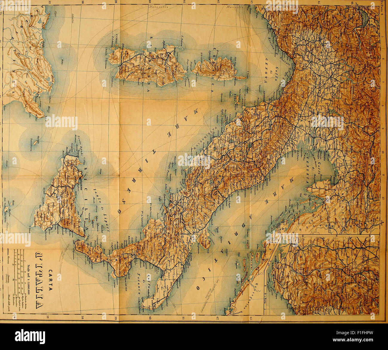 Map of italy 1880 hi-res stock photography and images - Alamy
