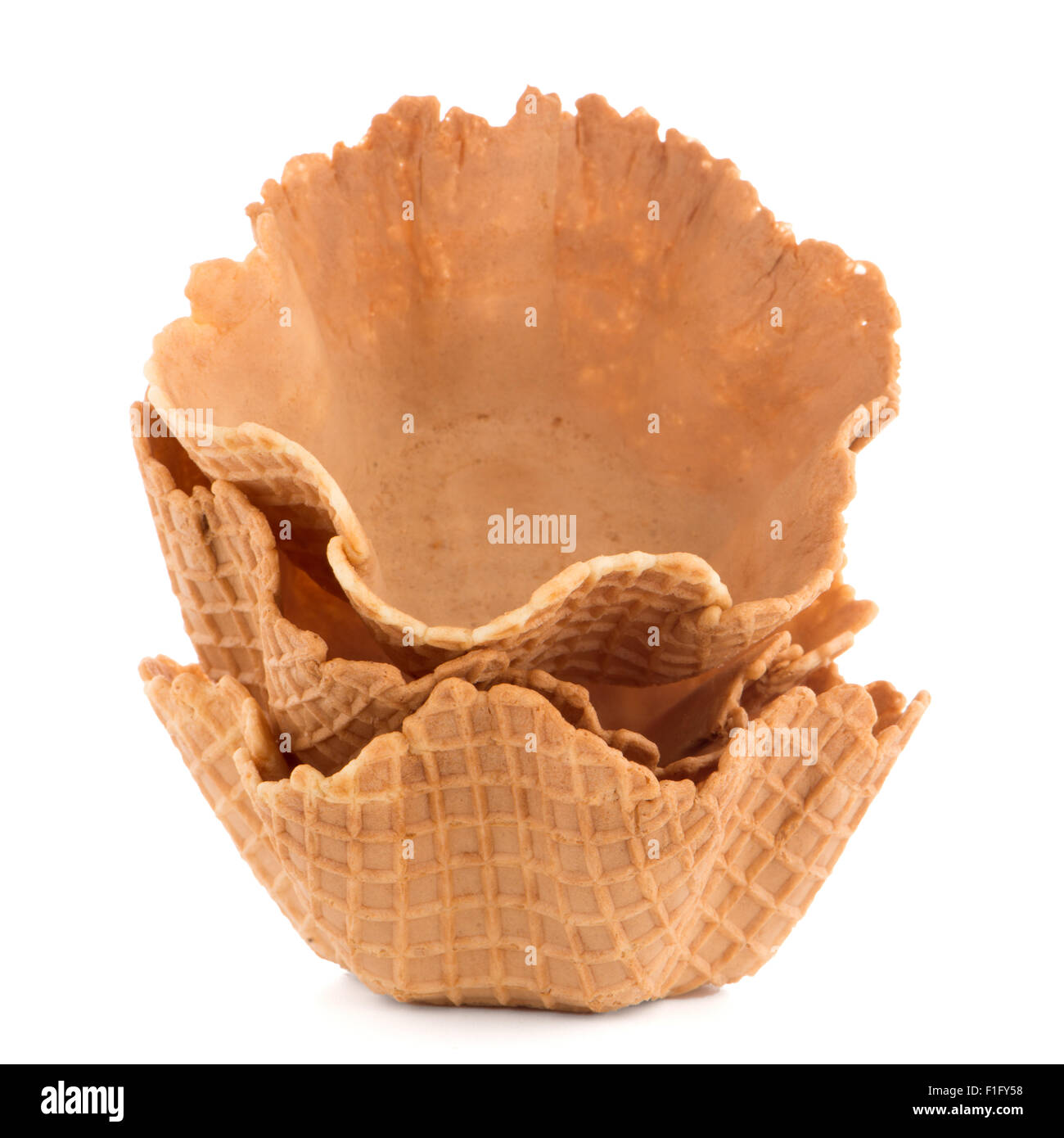 Wafer cups on white background Stock Photo - Alamy