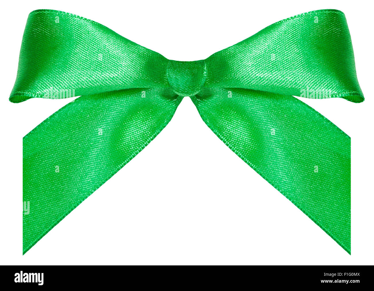 one green satin bow-knot isolated on white background Stock Photo - Alamy