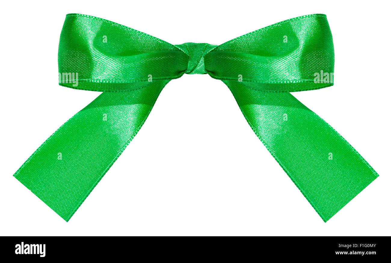 green satin bow knot isolated on white background Stock Photo - Alamy