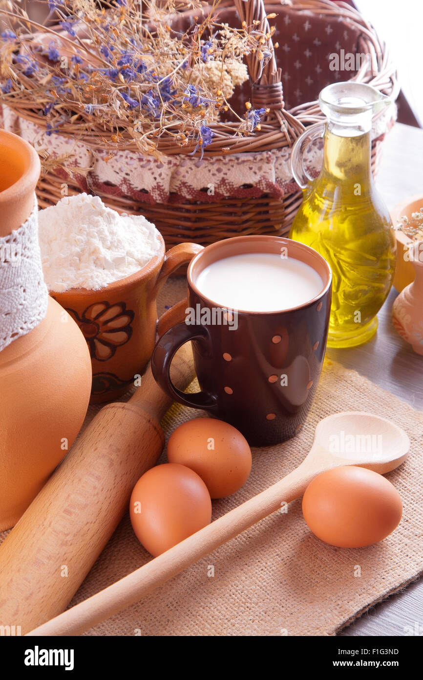 Still life with home-farm products Stock Photo - Alamy