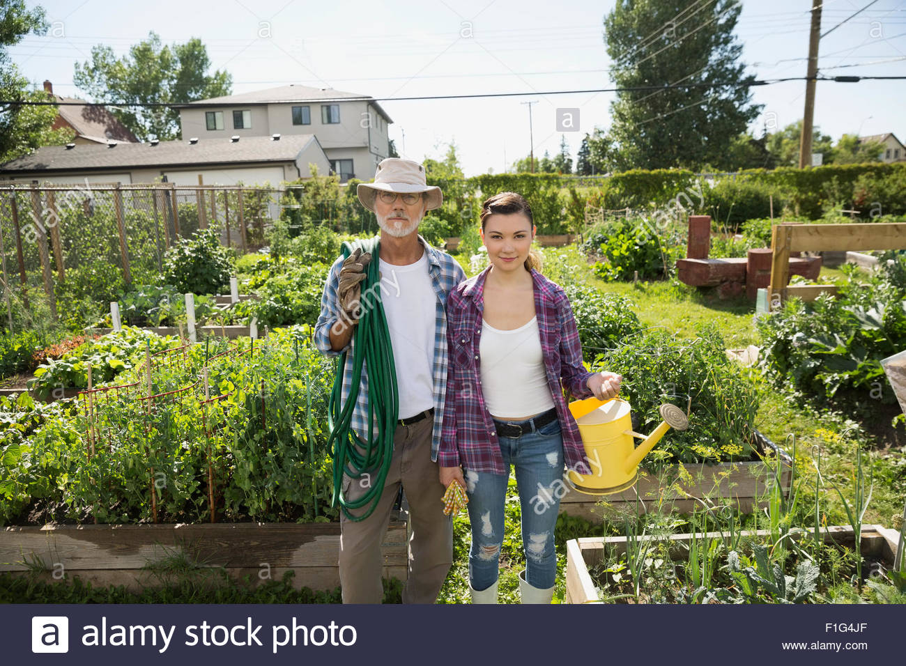 Japanese father daughter garden hi-res stock photography and images - Alamy