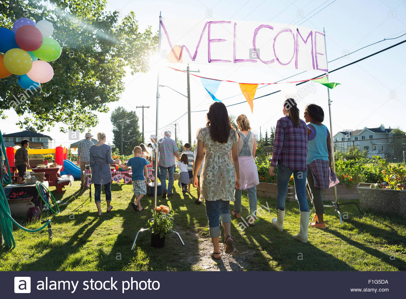 Woman entering party hi-res stock photography and images - Alamy