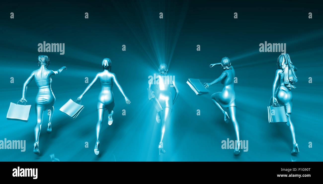 Crowd of People Running to a Sale or Sales Event Stock Photo - Alamy