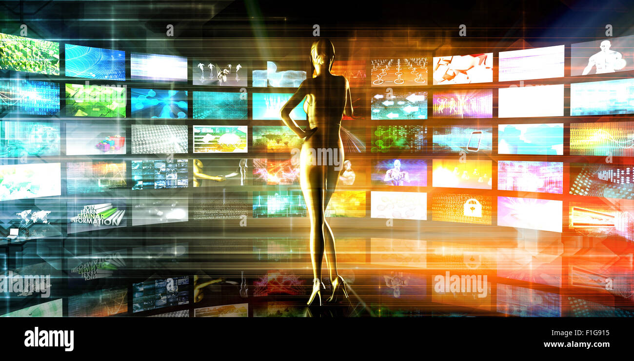 Media Technologies Concept as a Video Wall Background Stock Photo - Alamy