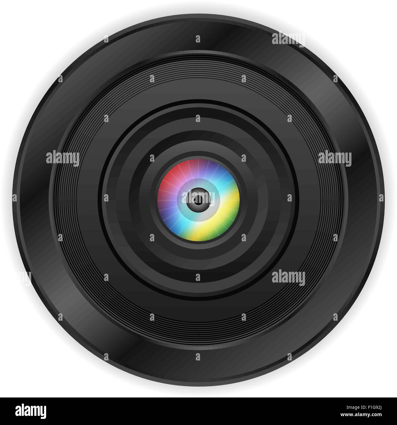 Zoom camera lens with eye on a white background. Vector illustration ...