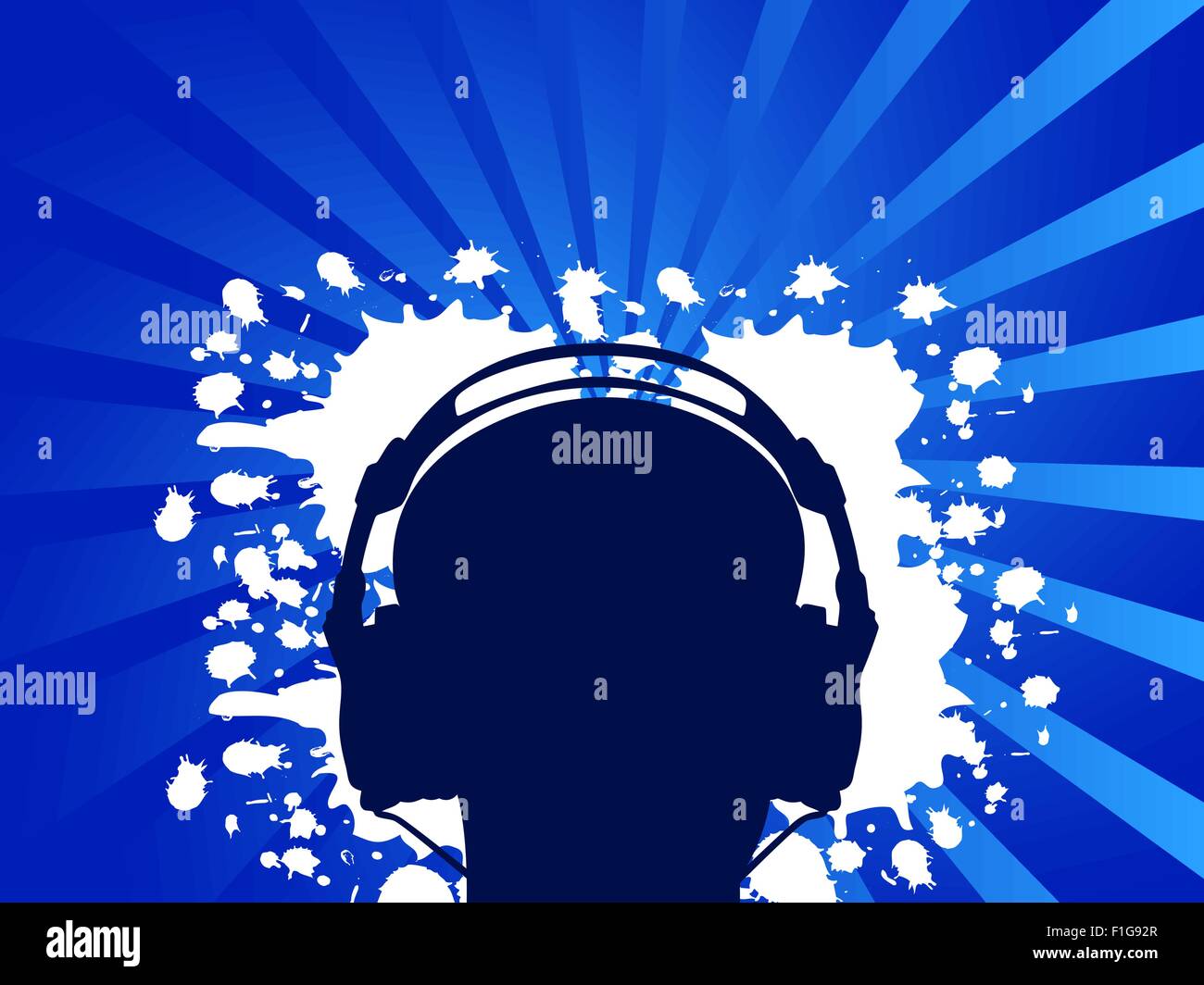 Man with headphone on a abstract background. Vector illustration Stock ...