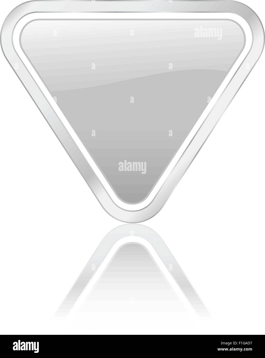 Triangular icon with metal contour, isolated on a white background ...