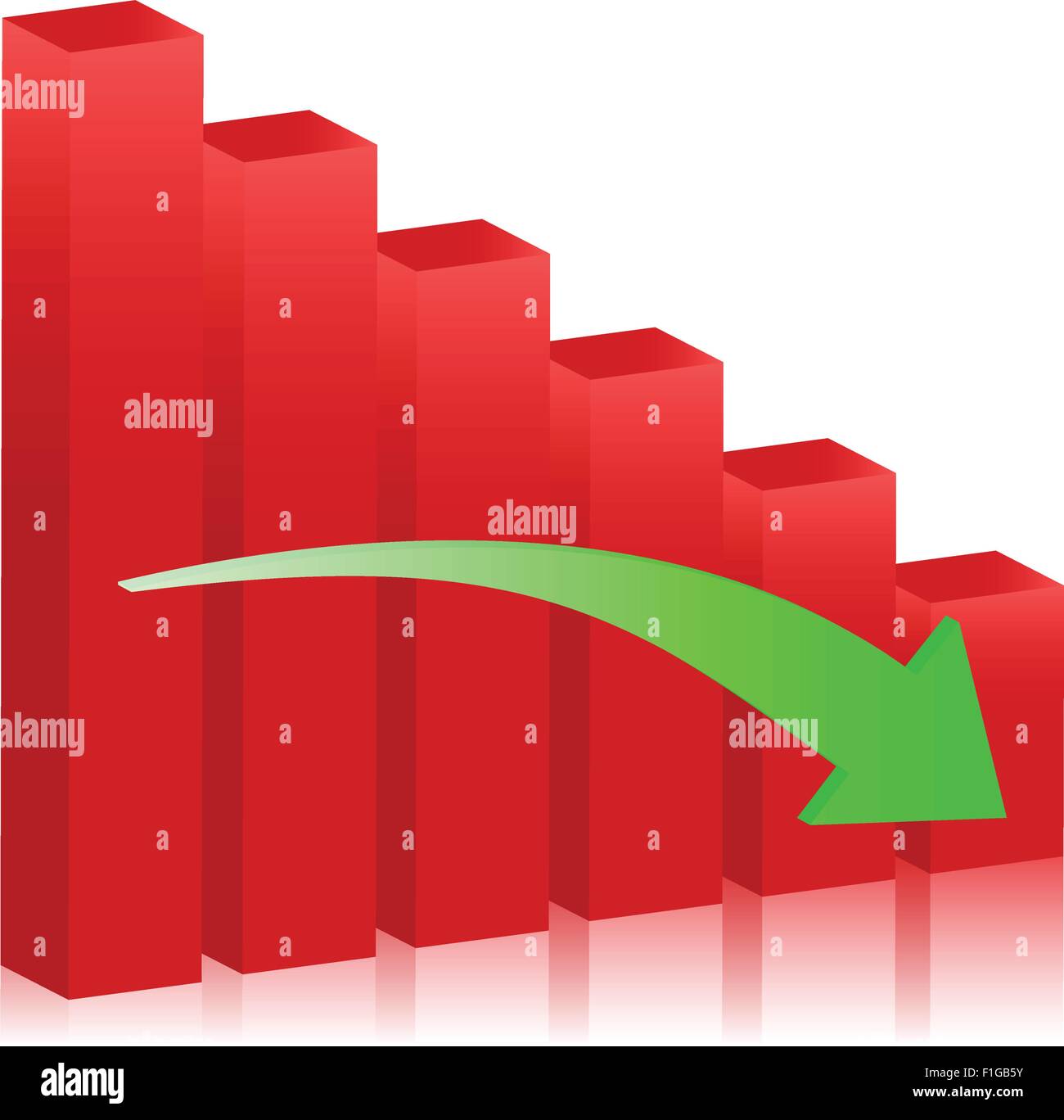 3D red diagram with reflection on a white background. Vector ...