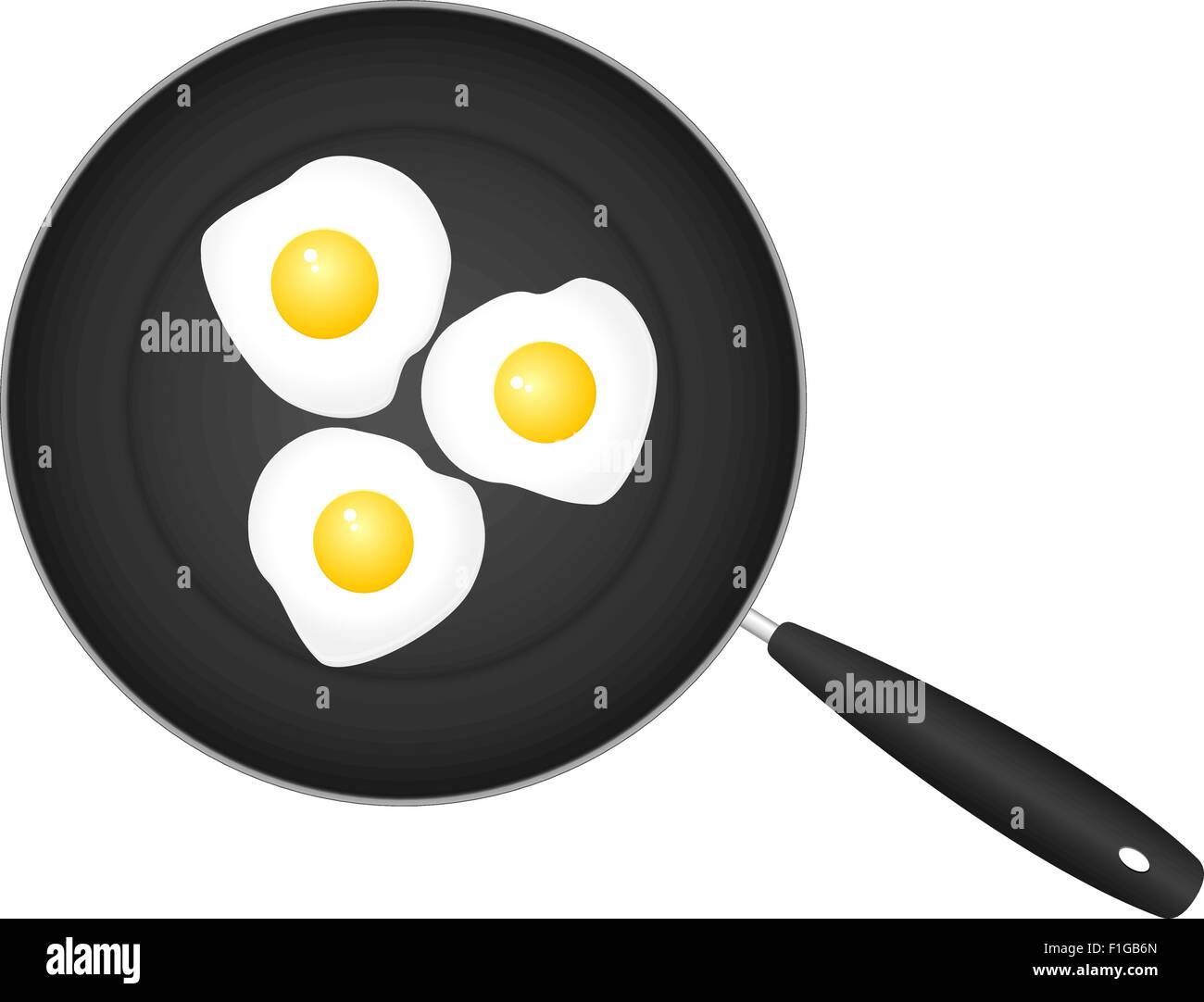 Frying pan with eggs on a white background. Vector illustration Stock ...