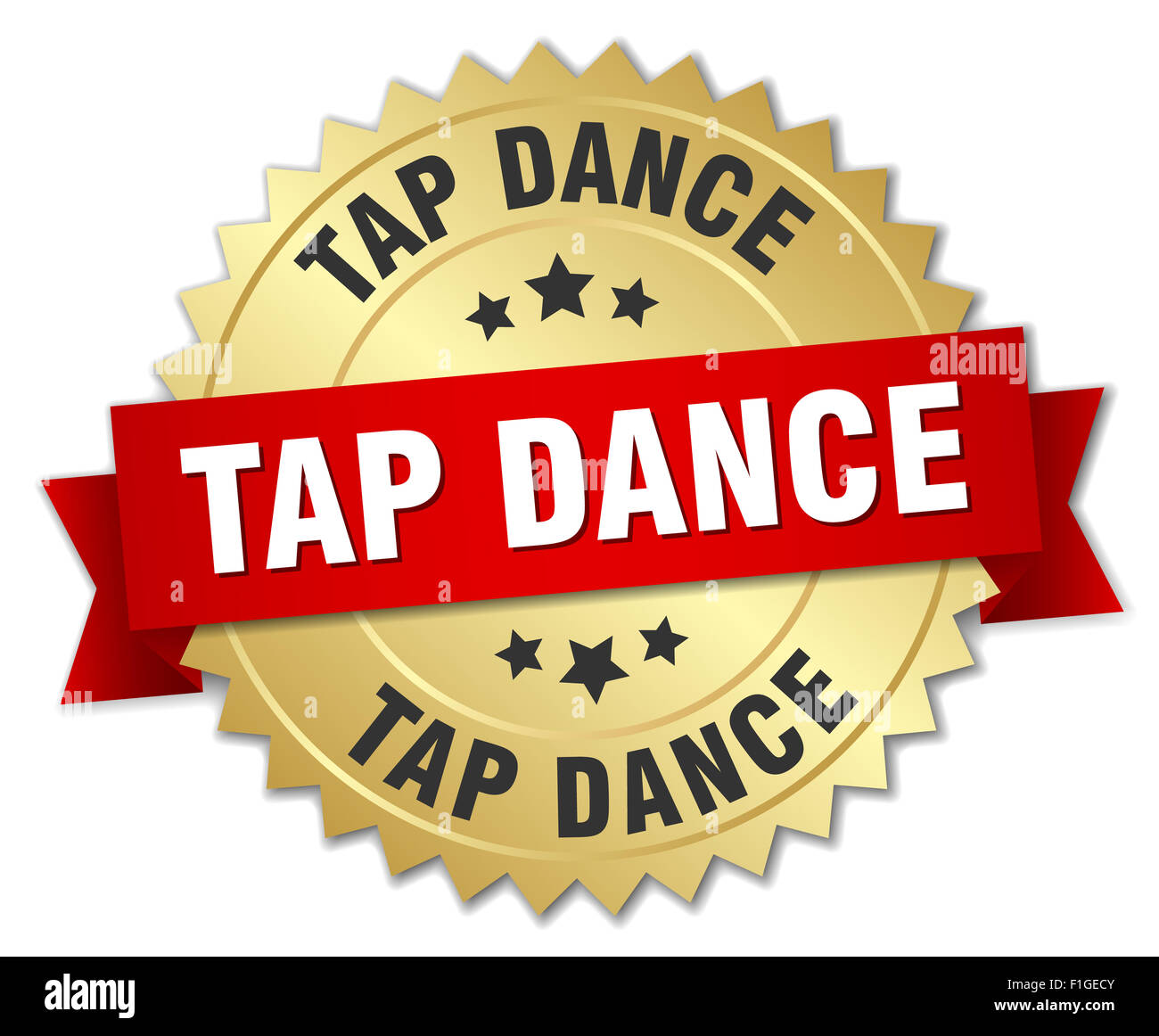 tap dance 3d gold badge with red ribbon Stock Photo - Alamy